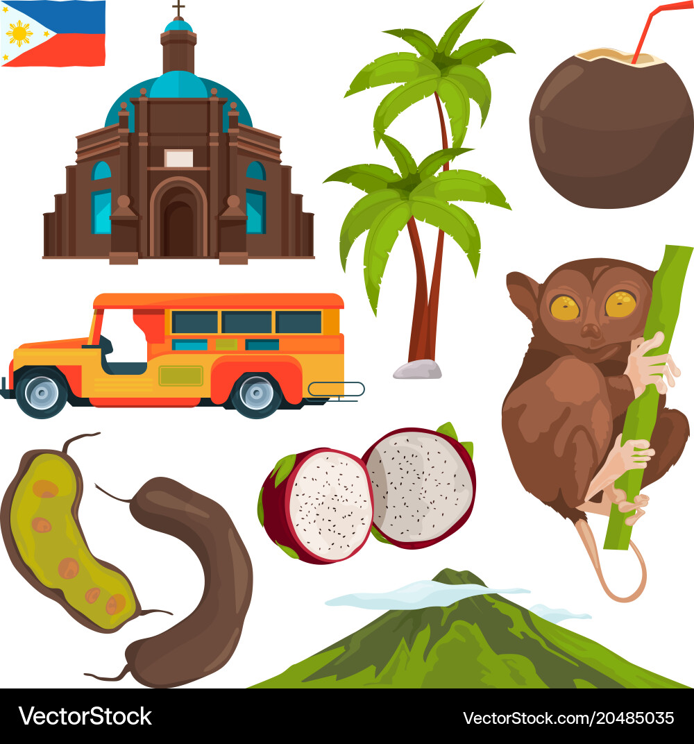 Philippines Symbolic Icons Royalty Free Vector Image