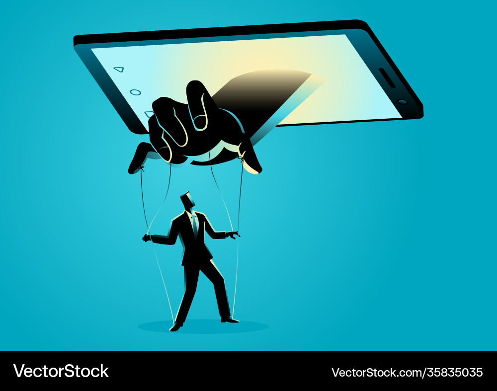 Smart phone controlling man Royalty Free Vector Image