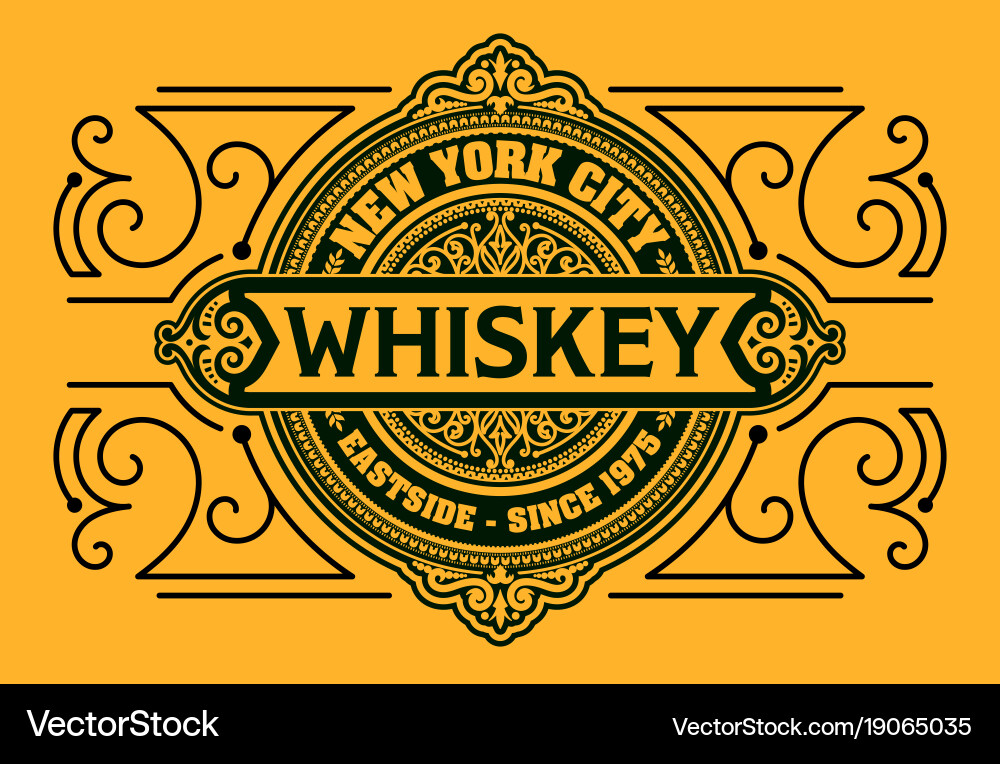 Western design whiskey label Royalty Free Vector Image