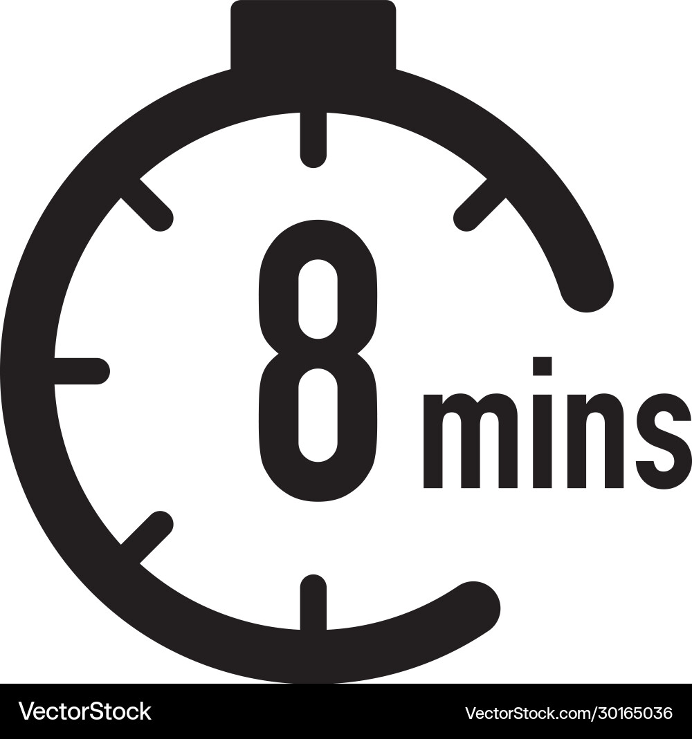 8 minutes timer stopwatch or countdown icon time Vector Image