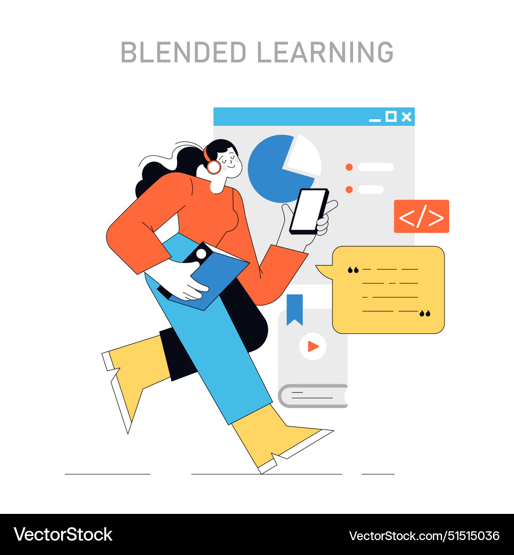 Blended learning concept – Royalty-Free Vector | VectorStock