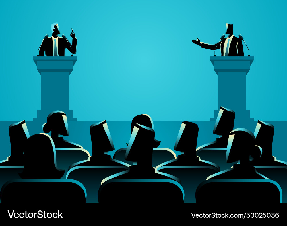 Businessman silhouette podium debate Royalty Free Vector