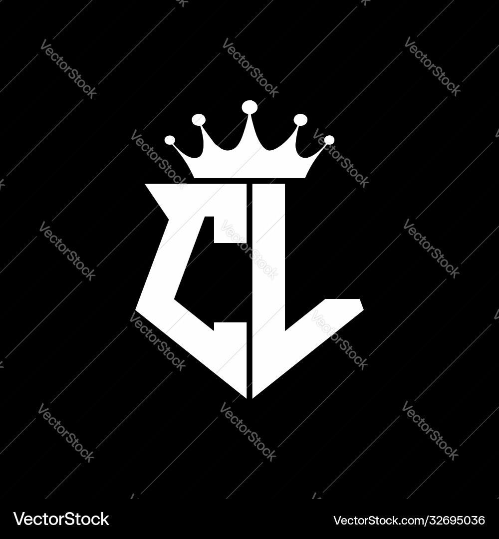 Cl logo monogram shield shape with crown design Vector Image