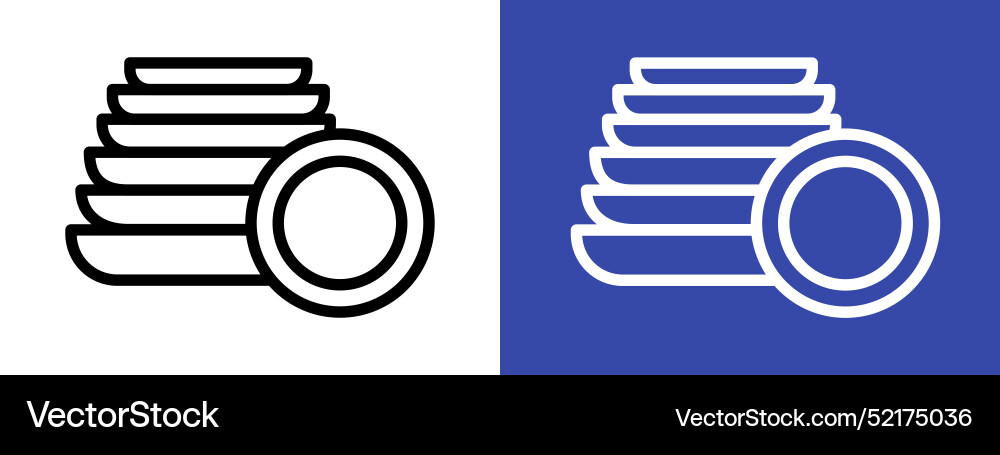 Clean stack plates logo sign set outline Vector Image