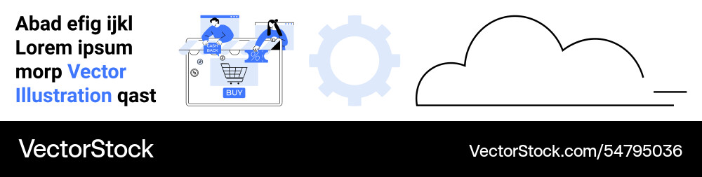 E-commerce team collaborating on online store Vector Image