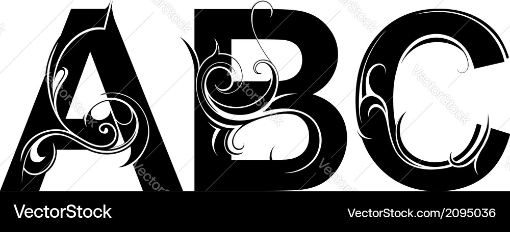 Elegant Swirl Letter Set Royalty Free Vector Image