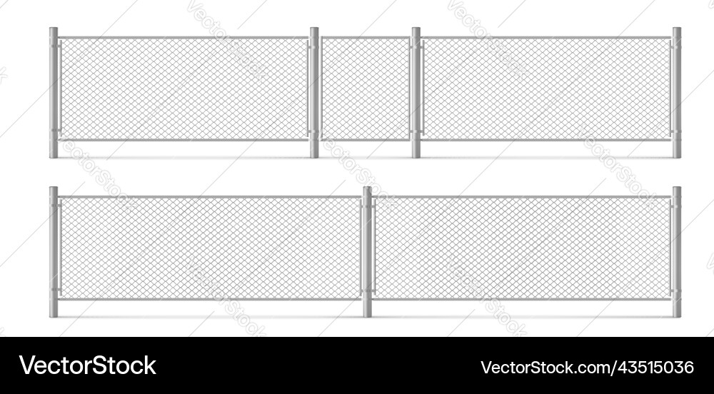 Fence-Netz aus Drahtmetallgitter mit Gate 3d Vektorbild