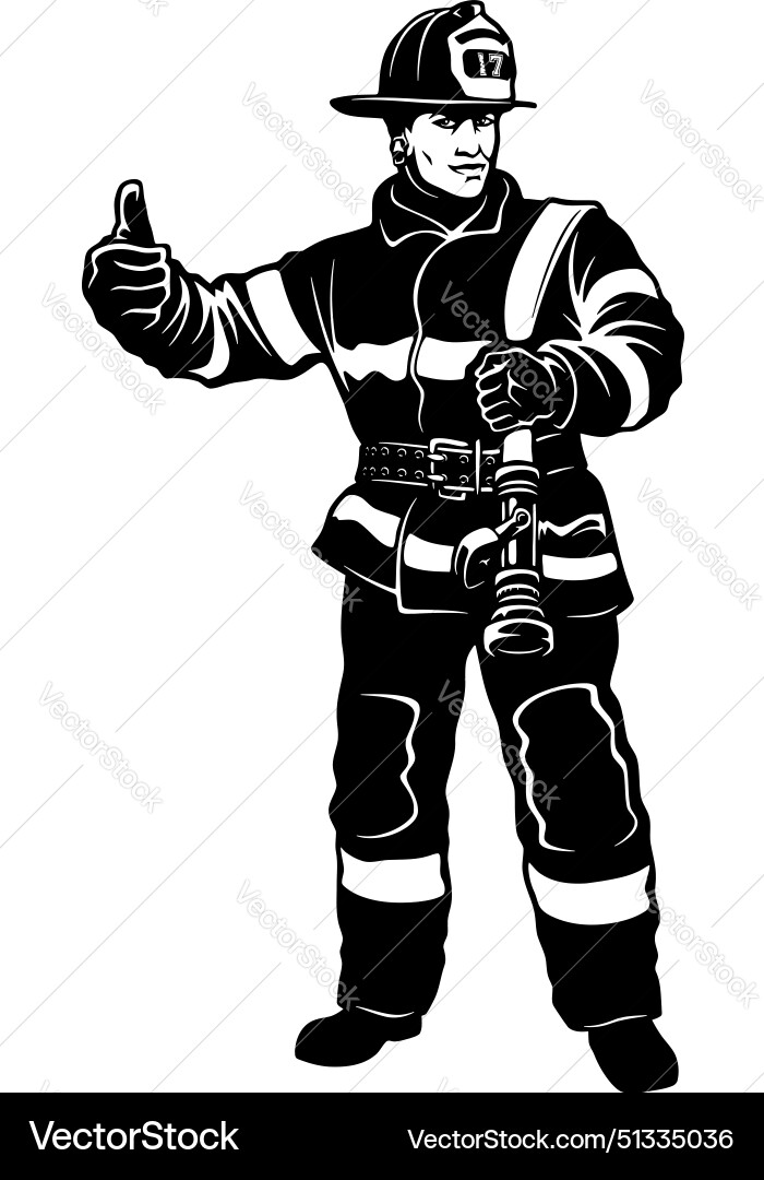Fireman firefighter stencil black Royalty Free Vector Image