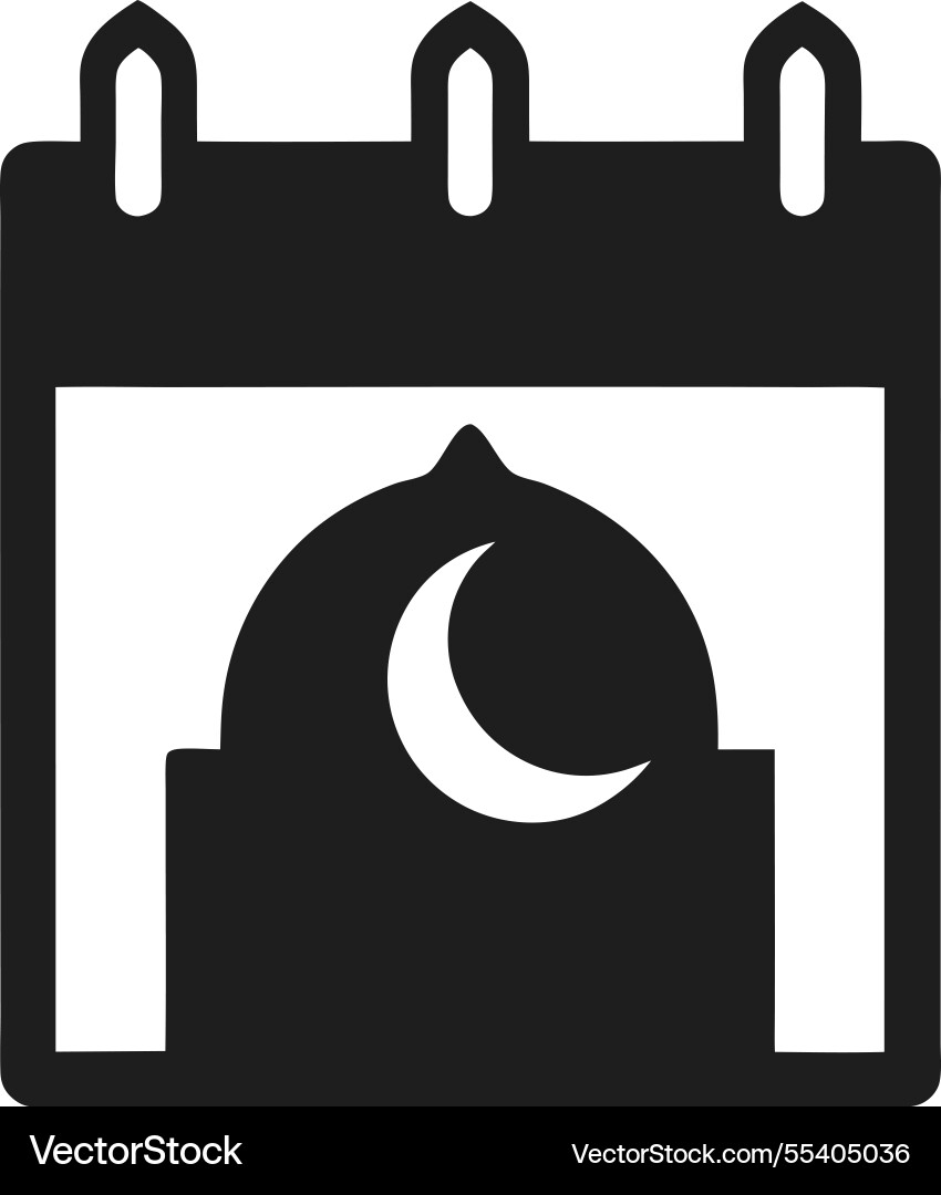 Islamic calendar with crescent moon silhouette Vector Image