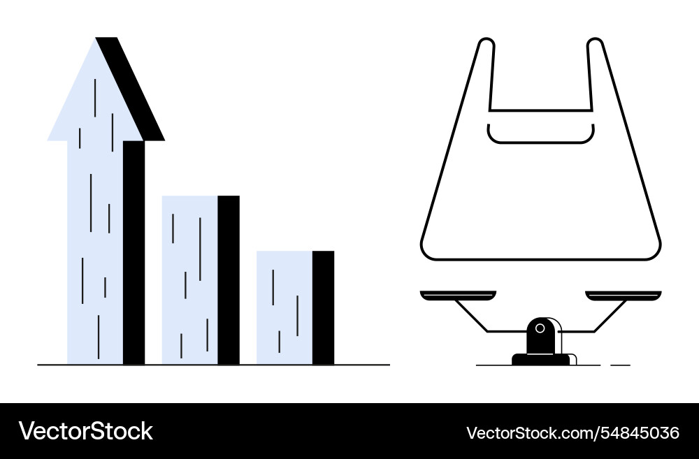 Rising bar graph arrow and balance scale growth Vector Image