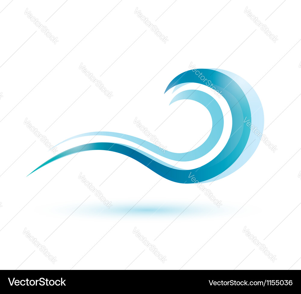 Water Wave Icon - Blue Abstract Royalty Free Vector Image