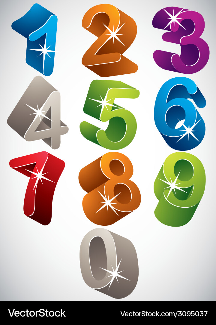 3d colorful numbers Royalty Free Vector Image - VectorStock