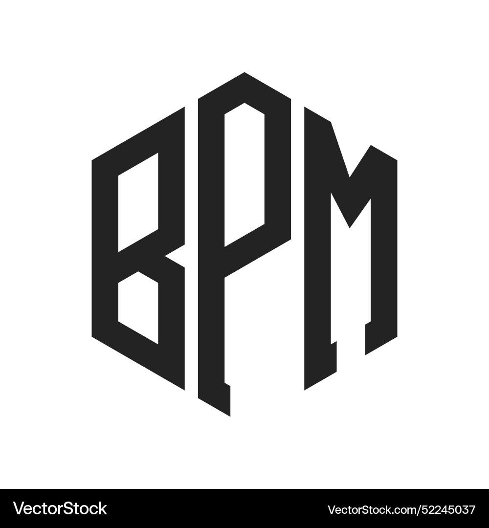 Bpm logo design initial letter monogram Royalty Free Vector