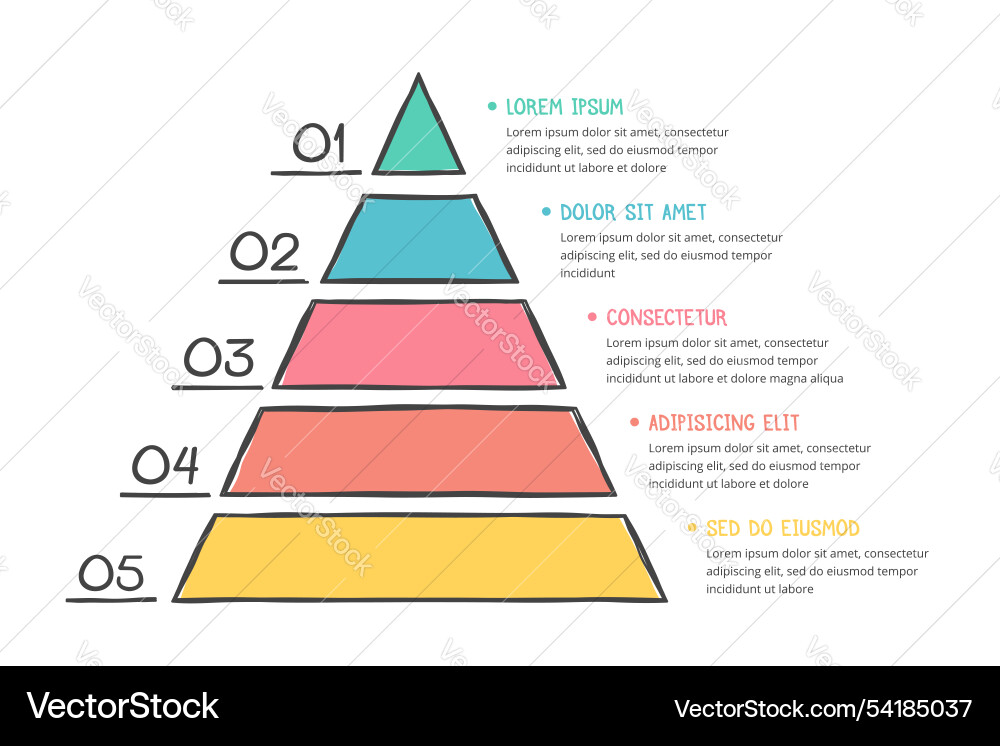 Hand drawn pyramid infographic template Royalty Free Vector