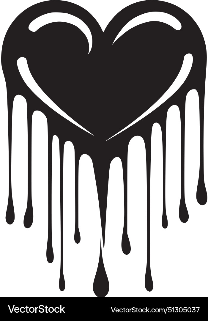 Heart dripping - black and white isolated icon Vector Image