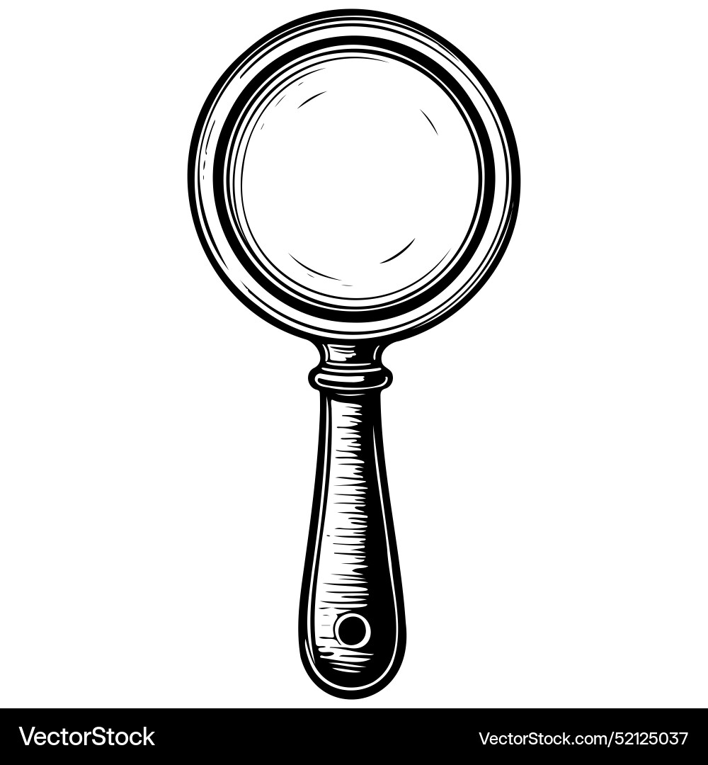 Magnifying glass ink hand drawn line transparent Vector Image