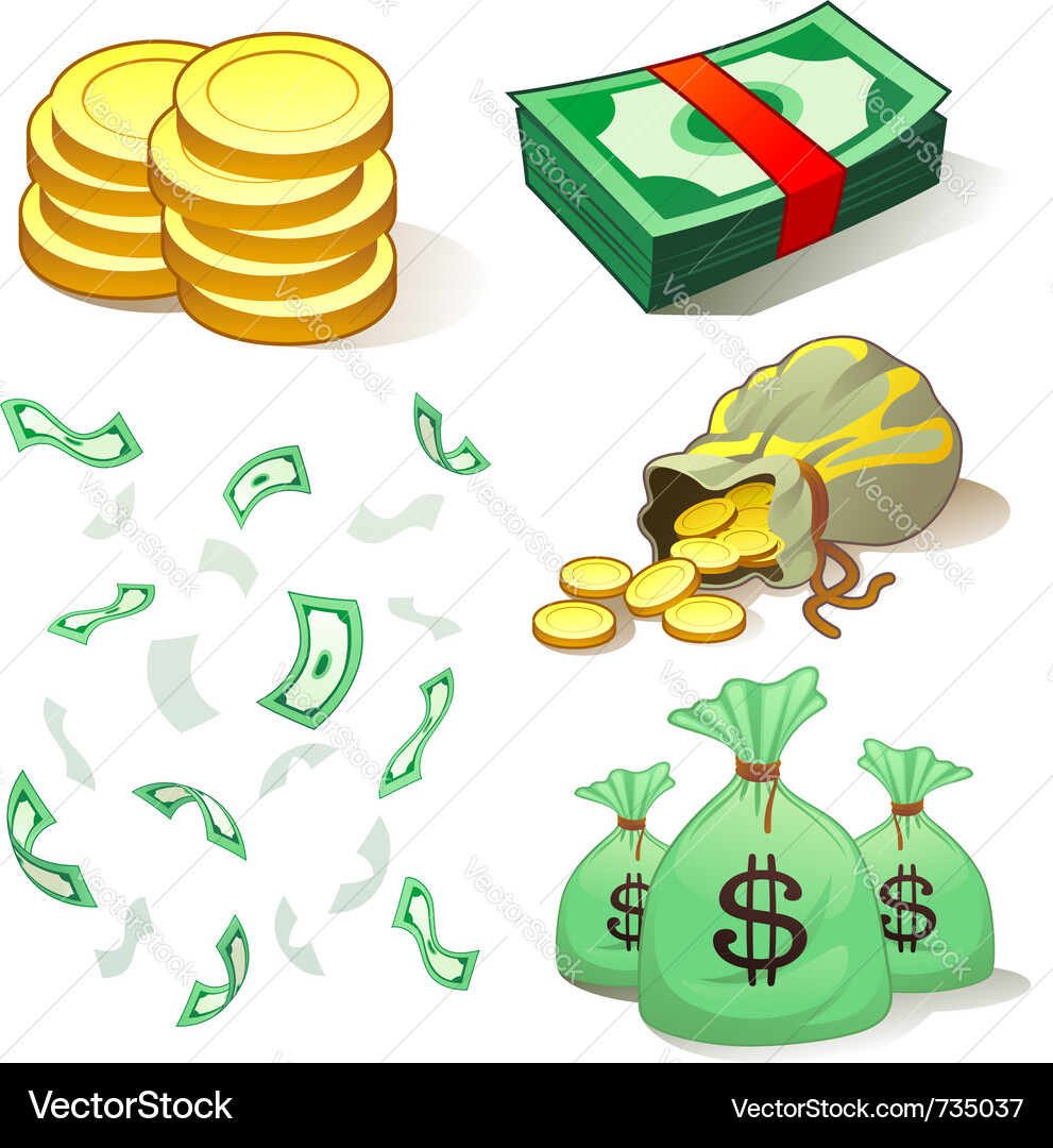 Money and coins Royalty Free Vector Image - VectorStock