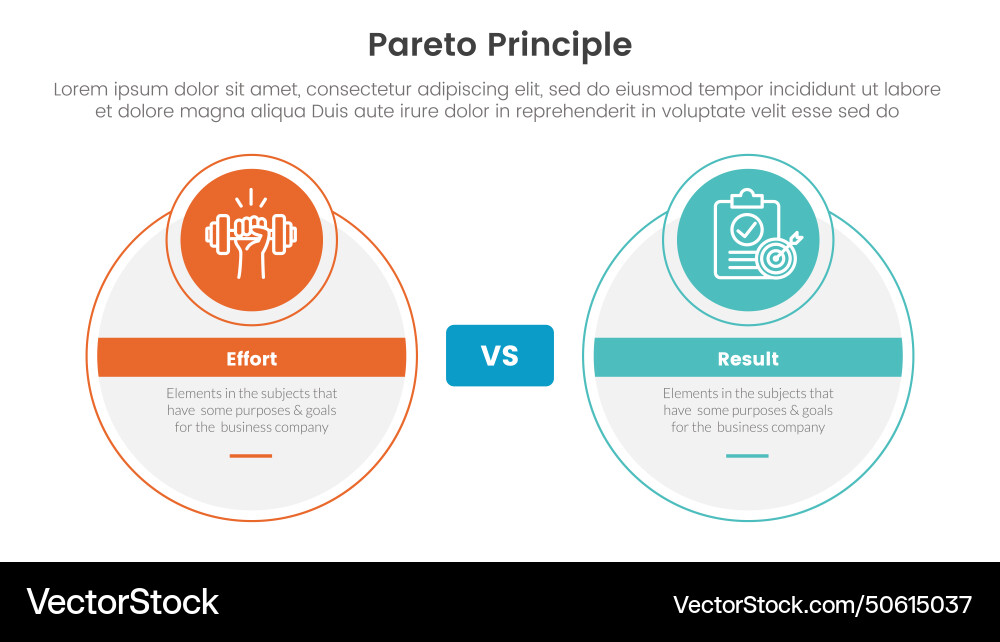 Pareto principle comparison or versus concept Vector Image