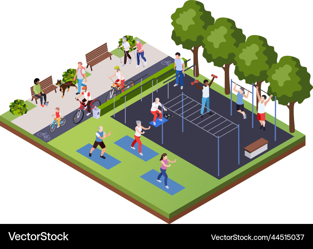 Regular sport playground composition Royalty Free Vector