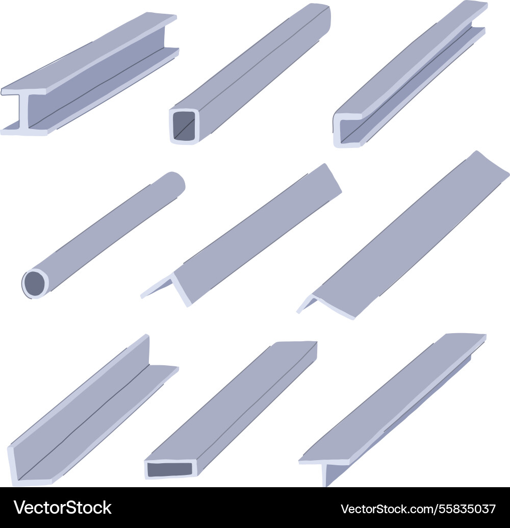 Steal beam set cartoon Royalty Free Vector Image