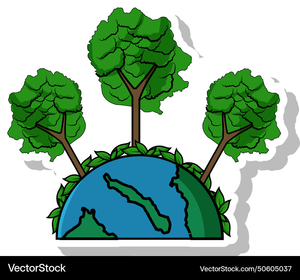 Trees on the earth Royalty Free Vector Image - VectorStock