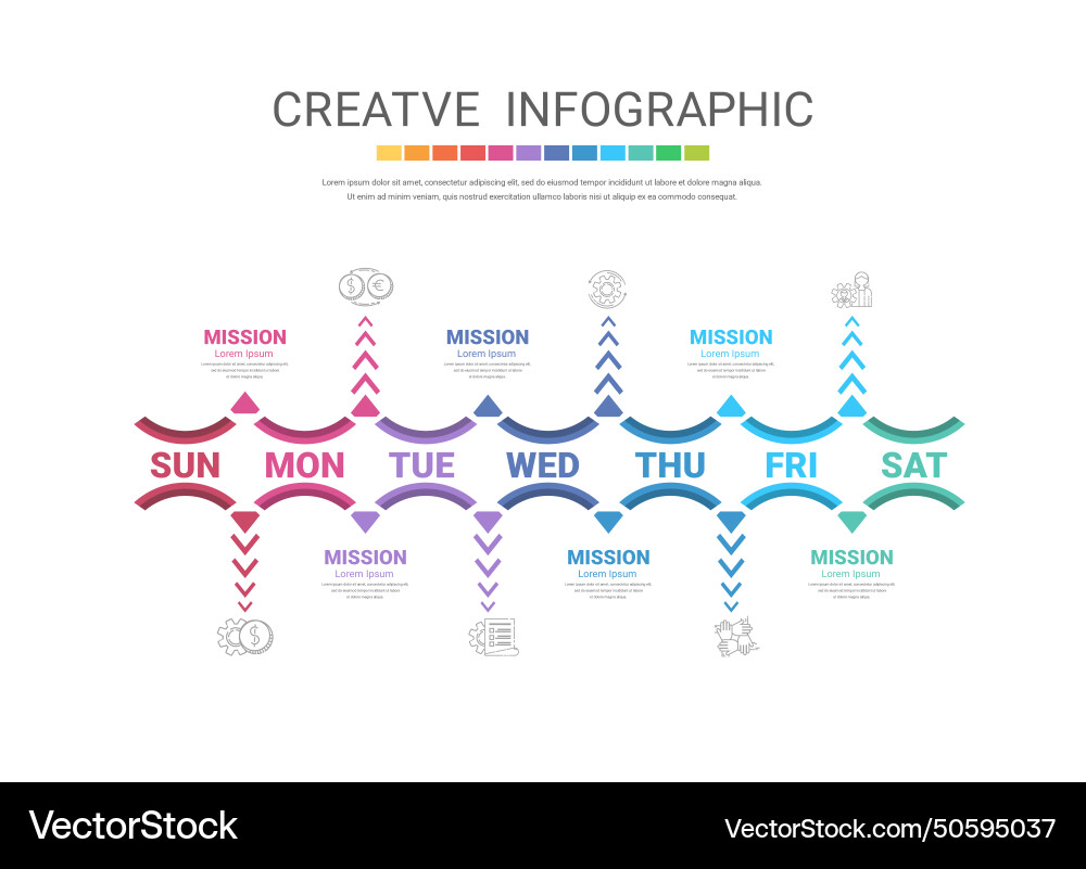 Week timeline diagram calendar 7 day options Vector Image