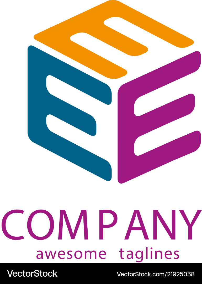 3D Letter E Cube Logo Royalty Free Vector Image