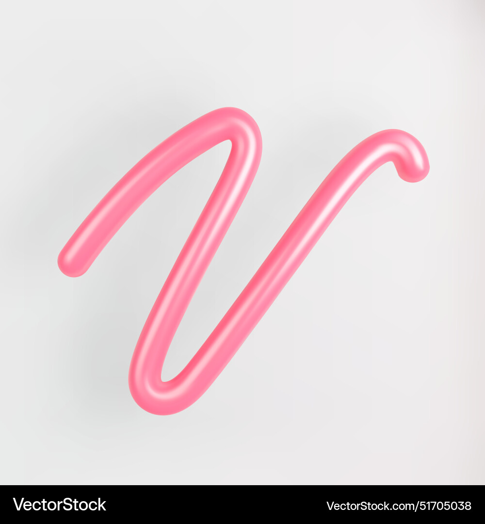 3d pink script uppercase letter v on light Vector Image