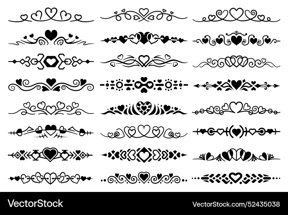 Text dividers with hearts Royalty Free Vector Image