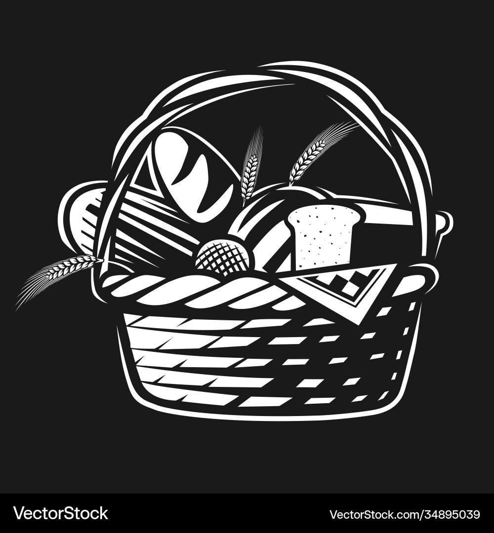 Bakery basket Royalty Free Vector Image - VectorStock