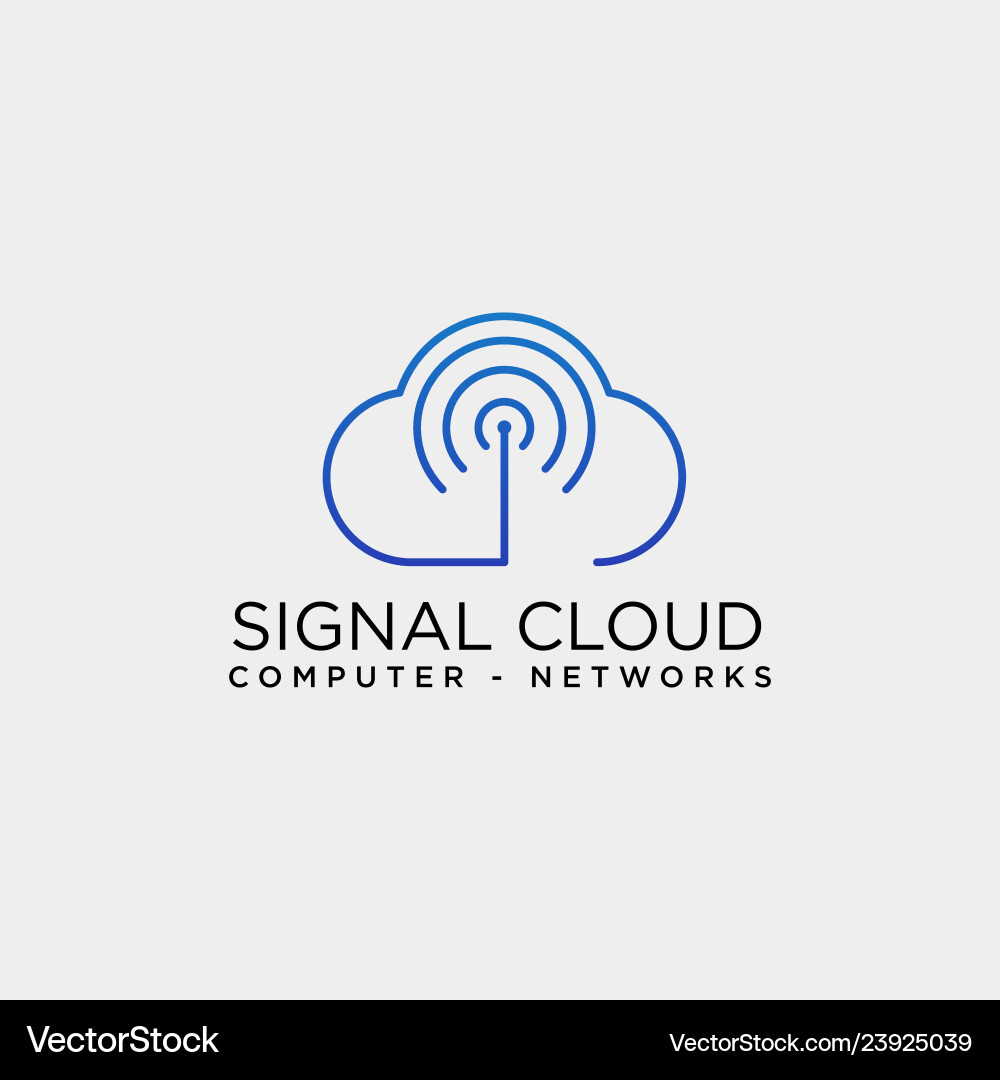 Cloud digital technology line logo template Vector Image