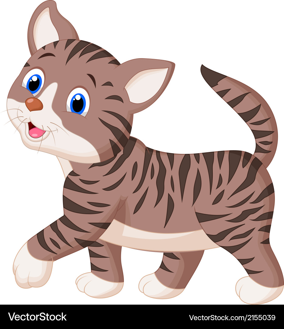 Cute Cartoon Cat Walking Royalty Free Vector Image