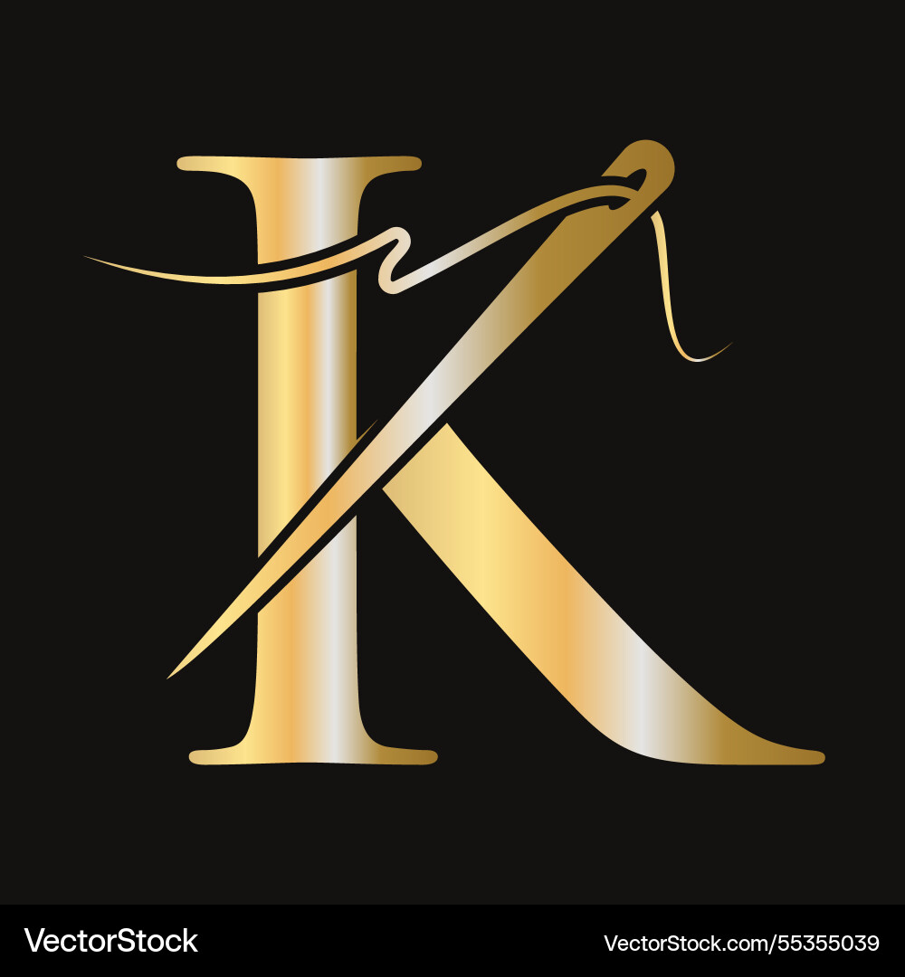 Initial letter k sewing needle logo design Vector Image