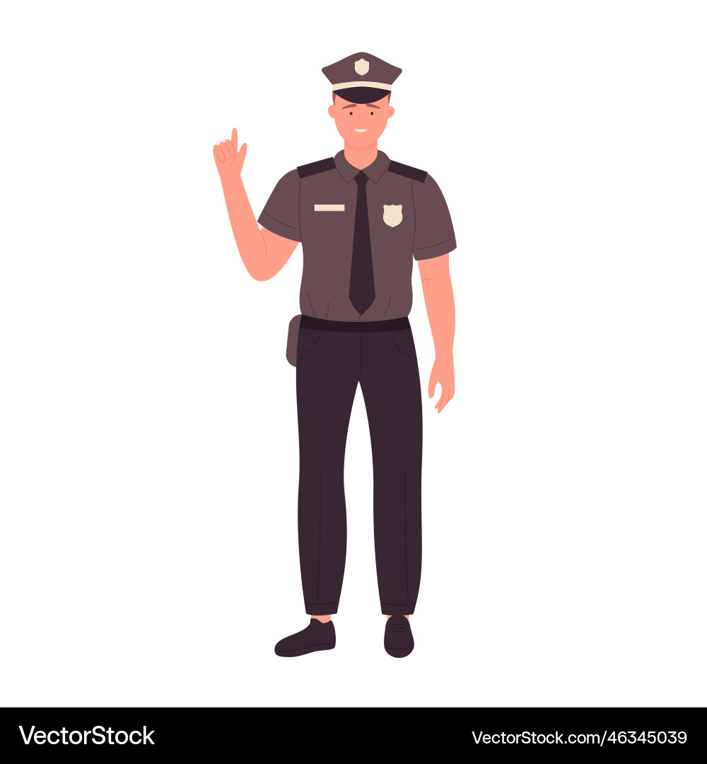 Policeman with pointing finger Royalty Free Vector Image