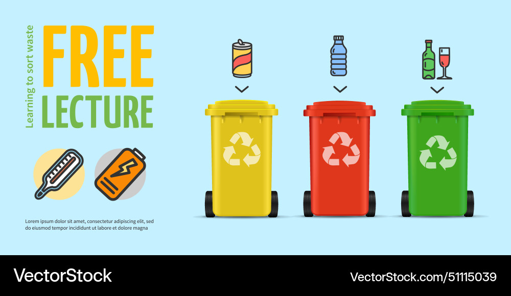 Sort waste recycle concept horizontal placard Vector Image