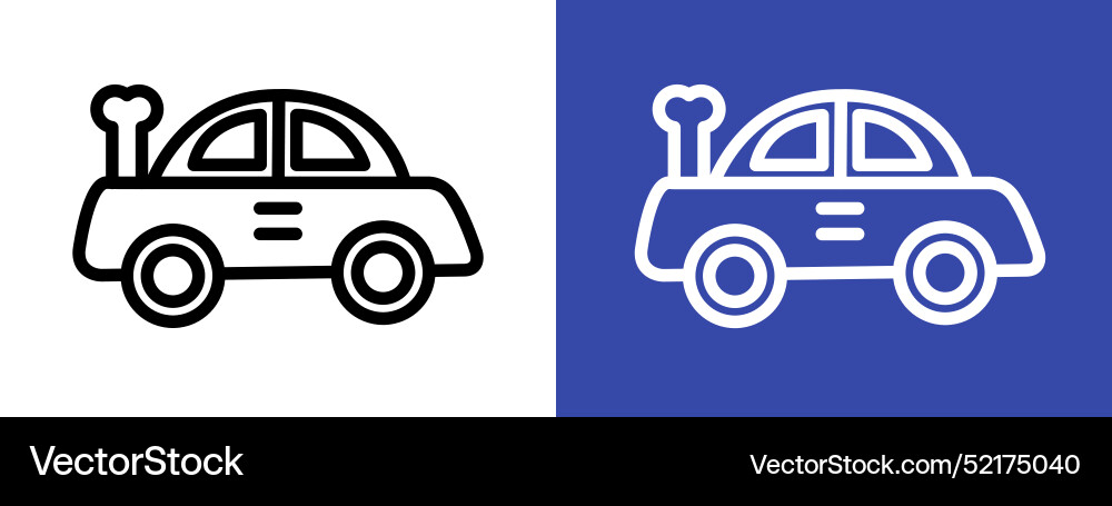 Clockwork car toy logo sign set outline Royalty Free Vector