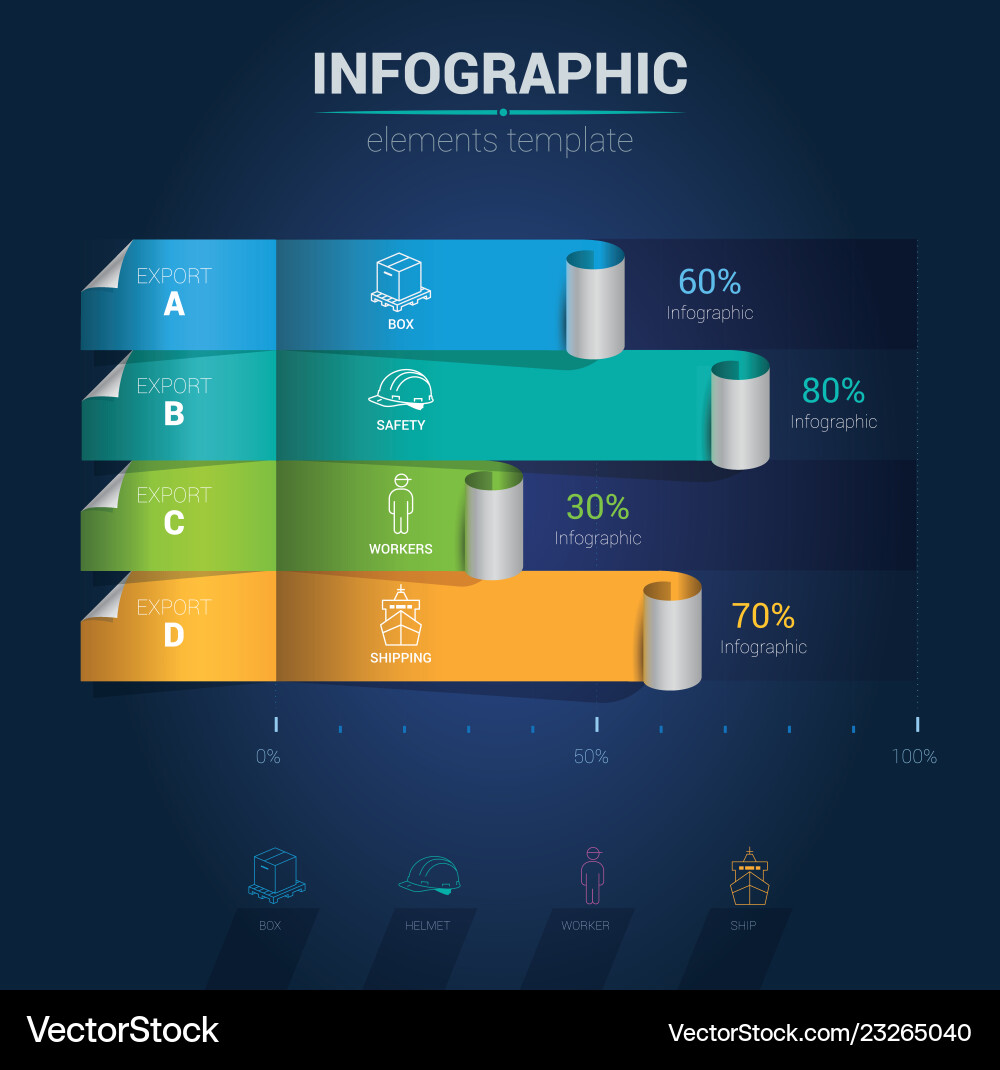 Curved Bar Chart Elements - Infographic Royalty Free Vector