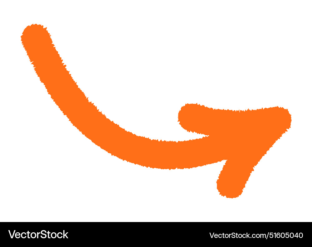 Curved orange arrow pointing up-right Royalty Free Vector