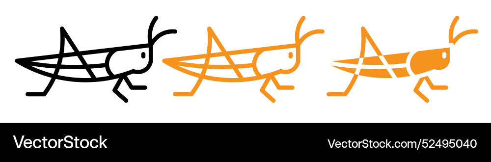 Grasshopper icon set insect for nature Royalty Free Vector