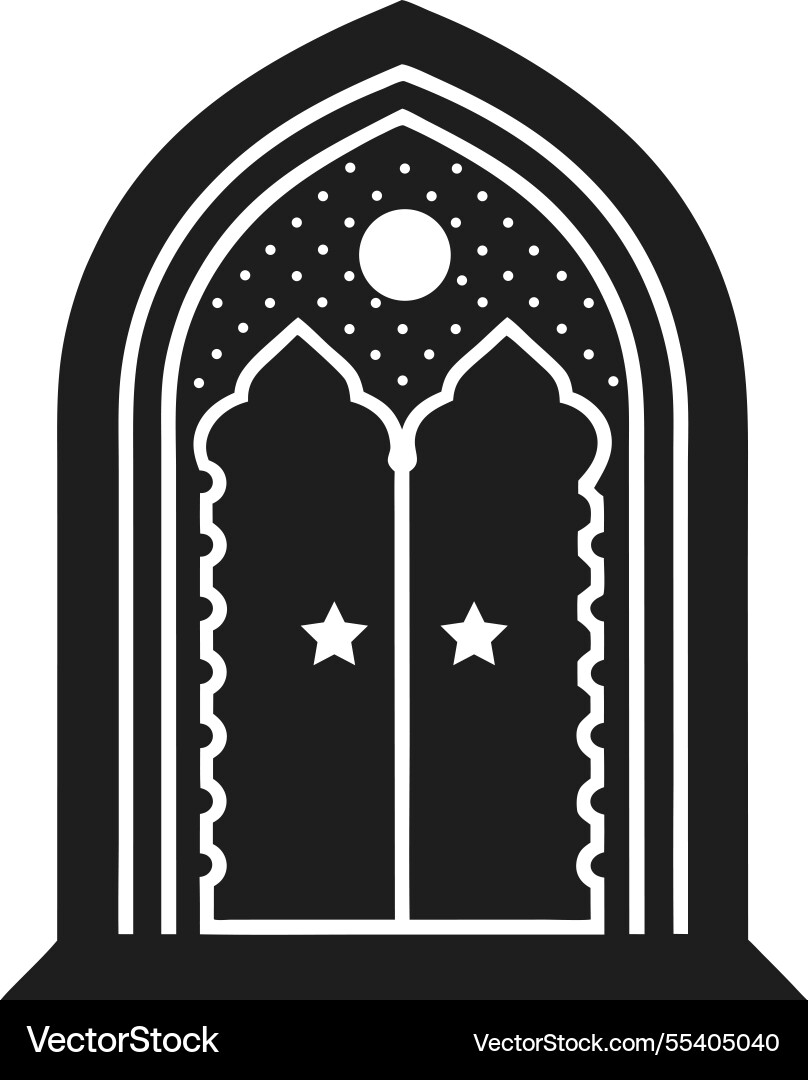 Islamic arch door - traditional decorative window Vector Image