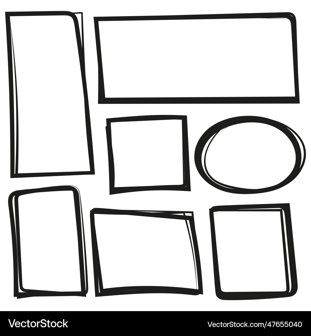 Set of freehand drawn rectangles Royalty Free Vector Image