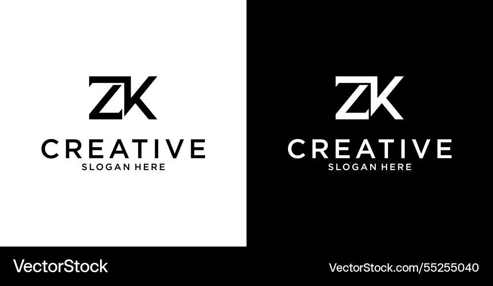 Zk or kz initial letter logo design monogram Vector Image