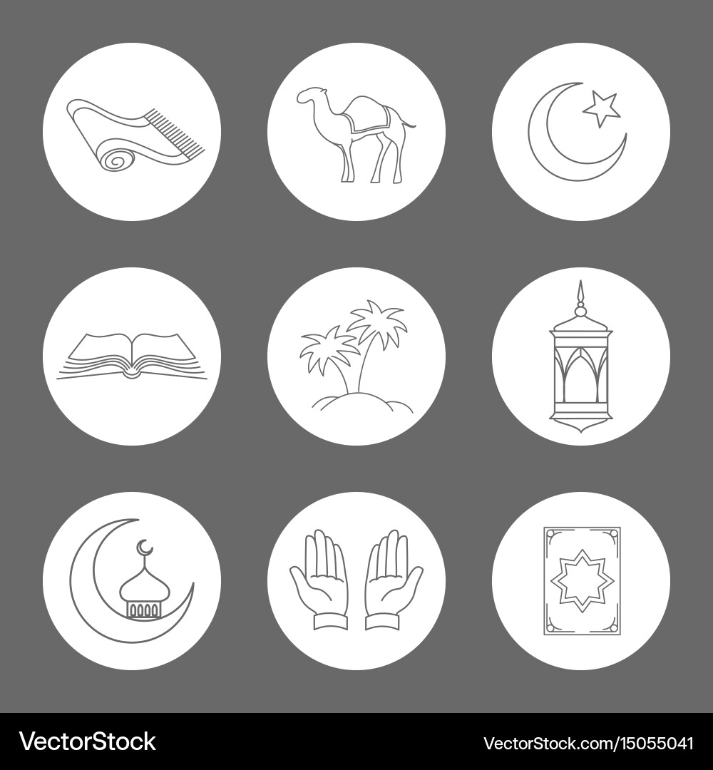 Arabic linear icons set Royalty Free Vector Image