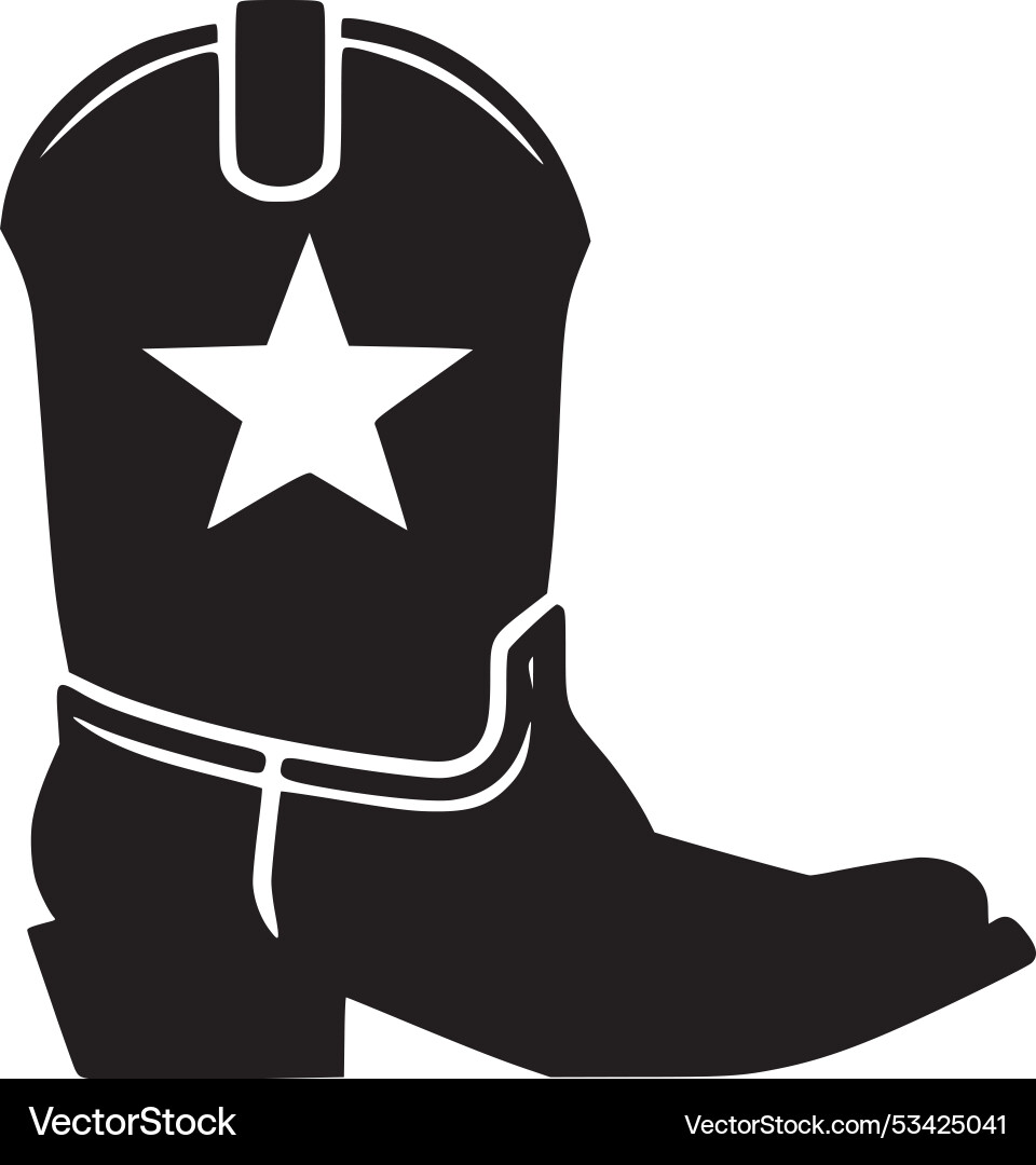 Cowboy boot - black and white Royalty Free Vector Image