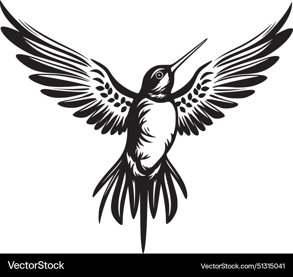 Hummingbird - black and white Royalty Free Vector Image