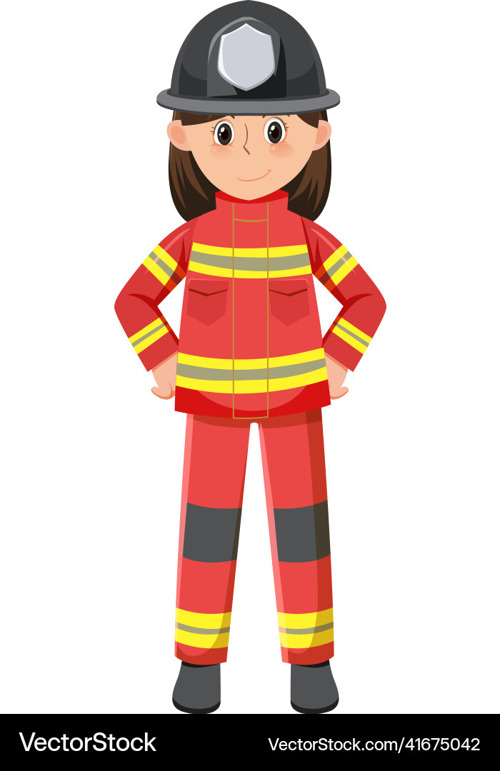 A firefighter cartoon character on white Vector Image