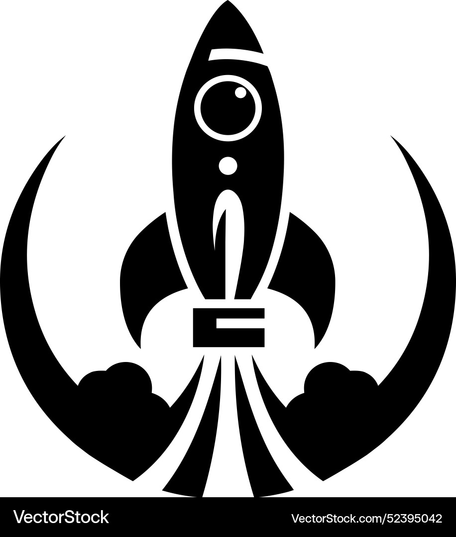 Blast off rocket silhouette Royalty Free Vector Image