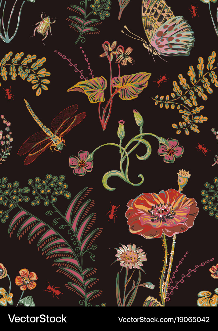 Colorful seamless pattern floral wallpaper Vector Image