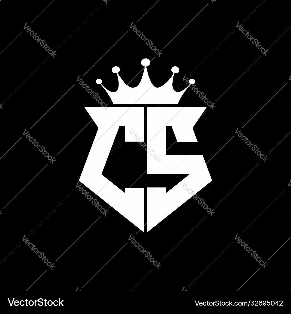 Cs logo monogram shield shape with crown design Vector Image