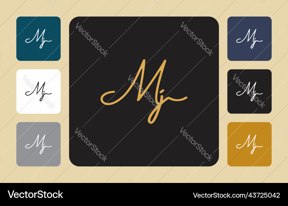 Mj m j initial handwriting Royalty Free Vector Image